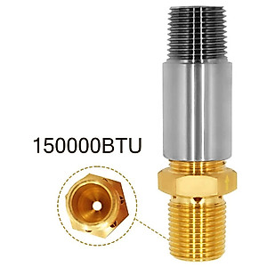 MCAMPAS 1/2" Air Mixer Nozzle Valve for Natural Gas Propane Gas LPG Fire Pit Burner. 100% Brass Air Mixer Nozzle with 304 Stainless Steel 1/2" Female NPT to 1/2" Male NPT (150.000 BTU)