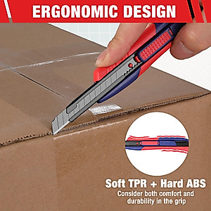 WORKPRO 2-In-1 Safety Utility Knife Retractable Snap-off blade, Metal Box Cutter Set, Razor Knife Exacto Craft Knives, with 10 Extra 9mm Blades, Pack of 3