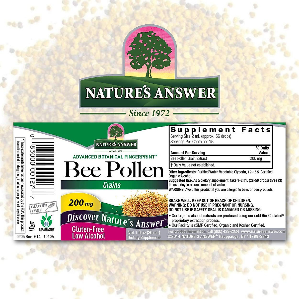 Nature's Answer Bee Pollen Supplement with Organic Alcohol, 1-Fluid Ounce | Packed with Enzymes & Vitamins | Natural Proteins | Promotes Overall Wellness