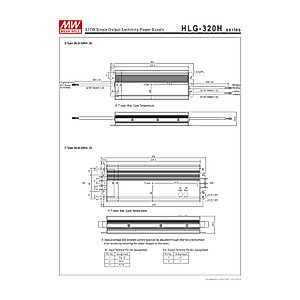 MEAN WELL HLG-320H-48B 320W 6.7A 48V Constant Voltage + Constant Current LED Driver