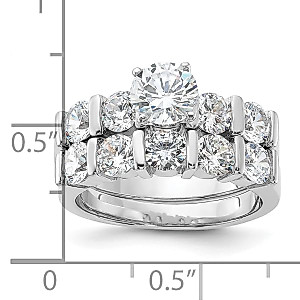 925 Sterling Silver Cubic Zirconia CZ Engagement Ring Wedding Band 2-piece Bridal Jewelry Set Size 8