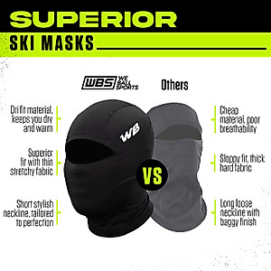 We Ball Sports Adult Ski Mask, Hyperwarm Hood Balaclava | Full Face, Tight Fitting, Lightweight, Windproof & Moisture Wicking Sheisty Mask (Black, Regular)