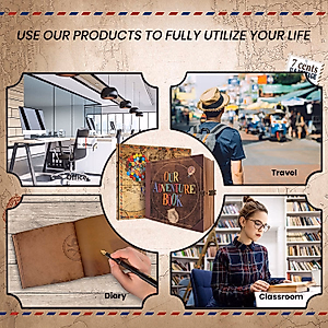 Our Adventure Book 146 Pages 8.9*7.7 Inch Scrapbook Photo Album,Retro Style Embossed Letter Cover Travel Diary Journal Scrap Book For Couples,Memory Book For Anniversary Wedding,Valentine's Day Gift