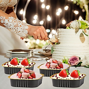 LNYZQUS 7.5oz Cupcake Mini Cake Pans With Lids 40 Pack, Aluminum Cupcake Liners Brownie Baking Pans,Square 4”x4” Disposable Ramekins Creme Brulee Cups,Jumbo Muffin Tin Holders-Black In Gold