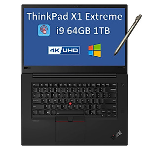 Lenovo ThinkPad X1 Extreme 15.6" 4K UHD Touchscreen (Intel 8-Core i9-10885H, 64GB RAM, 1TB PCIe SSD, GTX 1650Ti) Mobile Workstation Laptop, Thunderbolt, Backlit, FP, Win 10 Pro (Renewed)