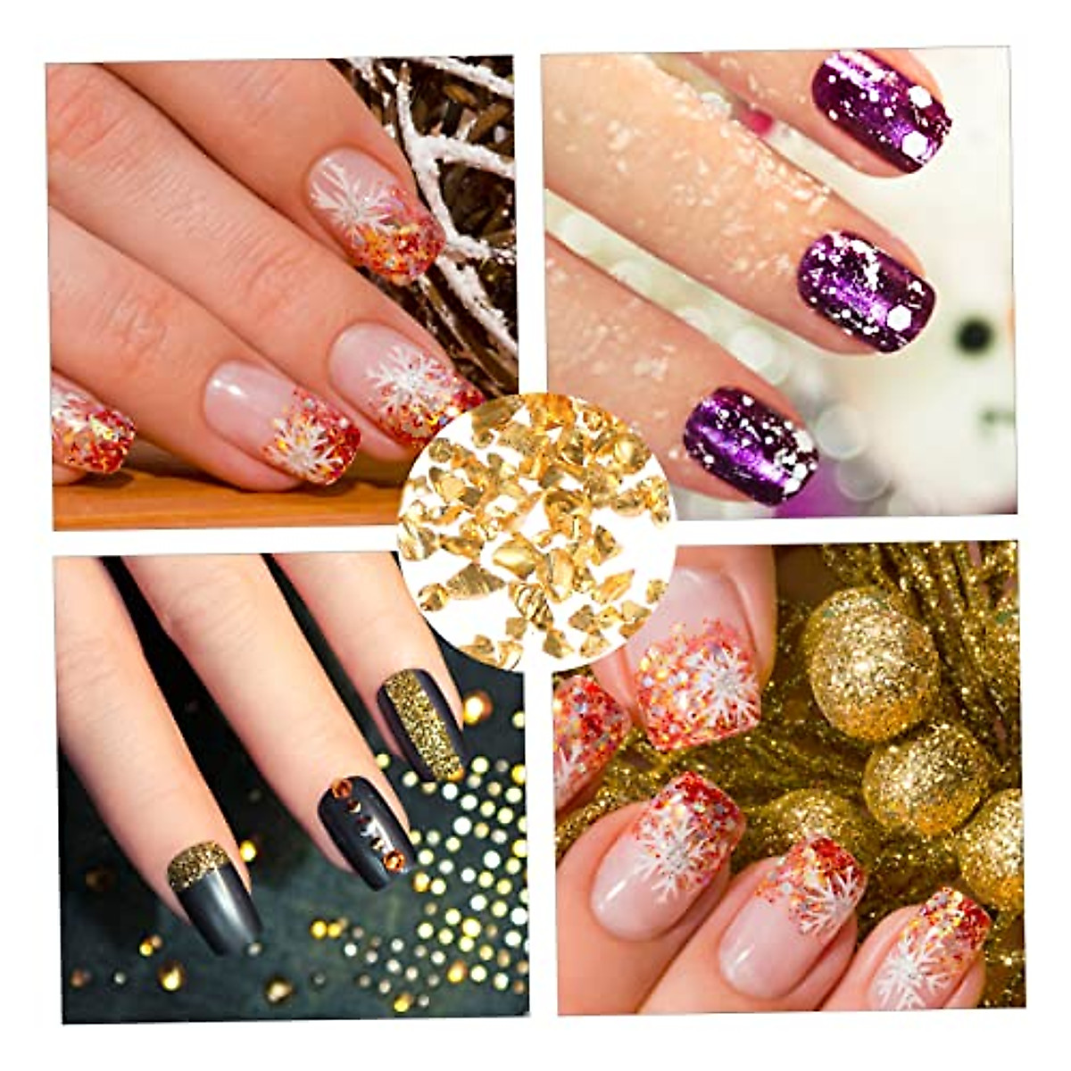 COHEALI 1 Set Nail Glass Gravel Stuffing for Crafts Stuffing Glass Decor Crushed Glass for Resin Art 3D Flakes Manicure Decals Holographic Chunky Glitter Crushed Glass Chips Epoxy