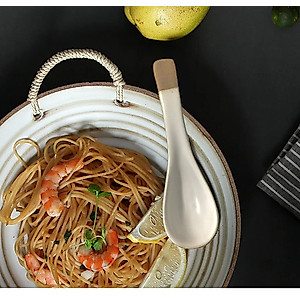 123Arts 4pcs Ceramic Japanese Retro Soup Spoons Dessert Spoons