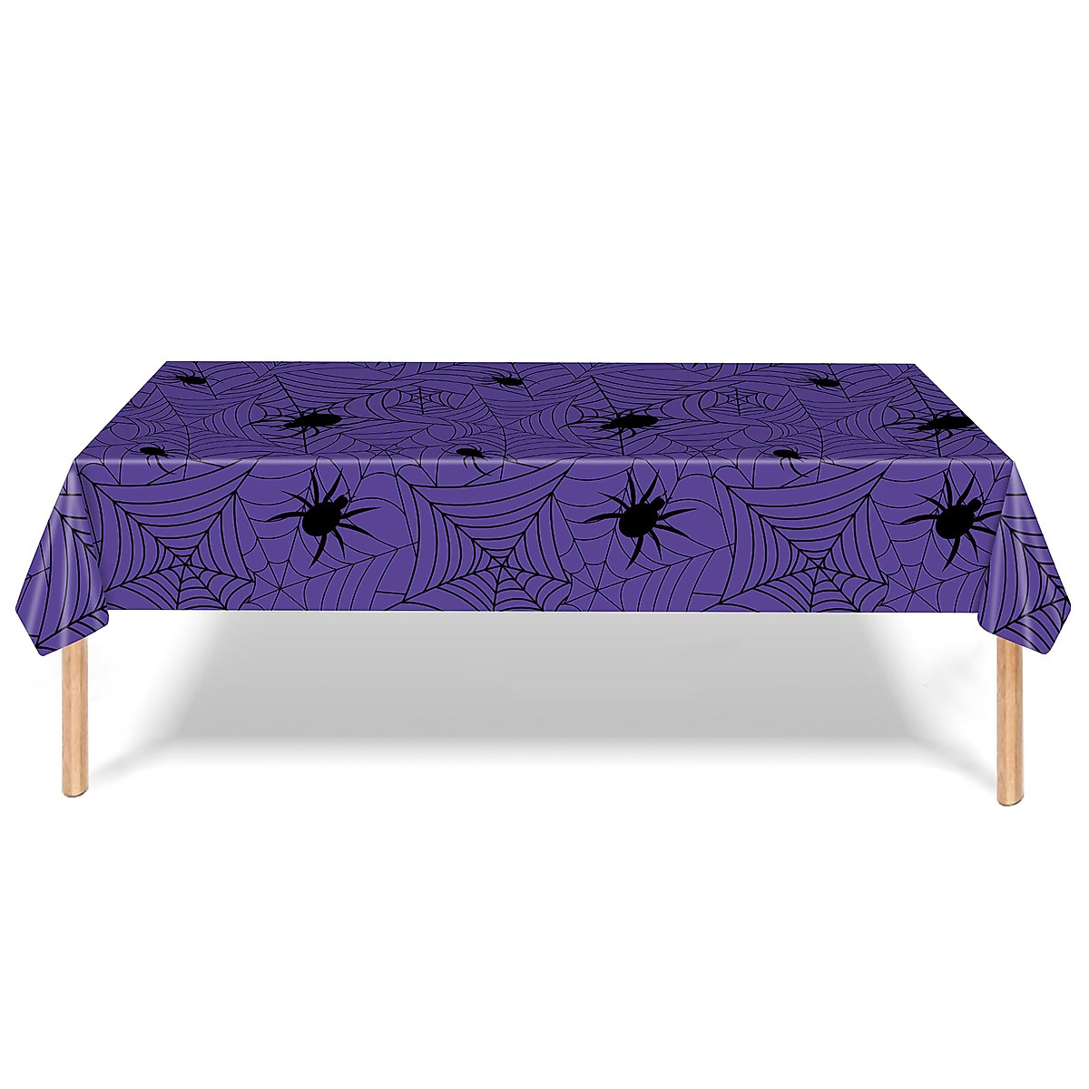 Mocsicka 3Pcs Halloween Tablecloth Disposable Spider Wed for Halloween Party Decorations Halloween Party Plastic Table Cloth Supplies for Birthday Baby Shower Cake Table Decor (Purple, 108x54 Inch)