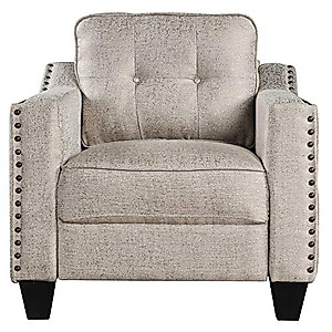 FANYE 3 Pieces Living Room Furniture Sets Include, Loveseat and Armchair, Linen Fabric Upholstered Sectional Classical Rivets Decor and Tufted Back Cushions, Beige Sofa & Couch
