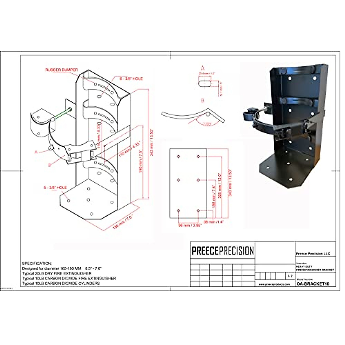 Fire Extinguisher Bracket, 20 lb.