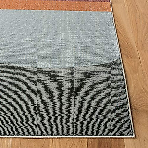 SAFAVIEH Orwell Collection 9' x 12' Ivory/Blue ORW370A Mid-Century Modern Abstract Non-Shedding Living Room Bedroom Area Rug