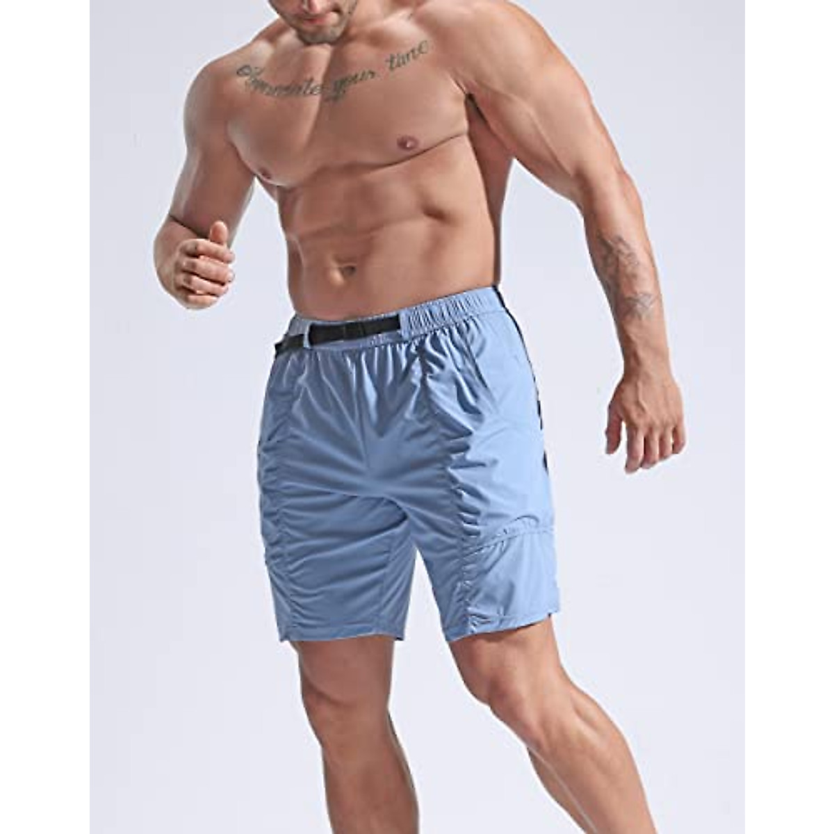 Toritours Mens Atheletic Shorts, Stretch Quick Dry Mens Summer Shorts Lightweight 7 Inch Inseam Casual Golf Hiking Shorts Mist Blue