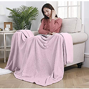 RACHEL Rachel Roy Jacquard Textured Oversized Throw - Silky Soft and Cozy Flannel Fleece, Blanket for Bed and Couch - Oversized Throw 60" X 70", Dark Lavender