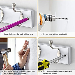 AMADA HOMEFURNISHING Coat Rack Wall Mount 2 Pack, Coat Hooks Wall Hooks Coat Hangers for Wall, Hat Racks Hooks for Hanging Coats Wall Mounted, White