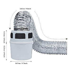 VIWINVELA 3 IN 1 Indoor Dryer Vent Kit Filter Bucket for Electric Dryer with 4-Inch by 8-Feet Proflex Duct (Silver)