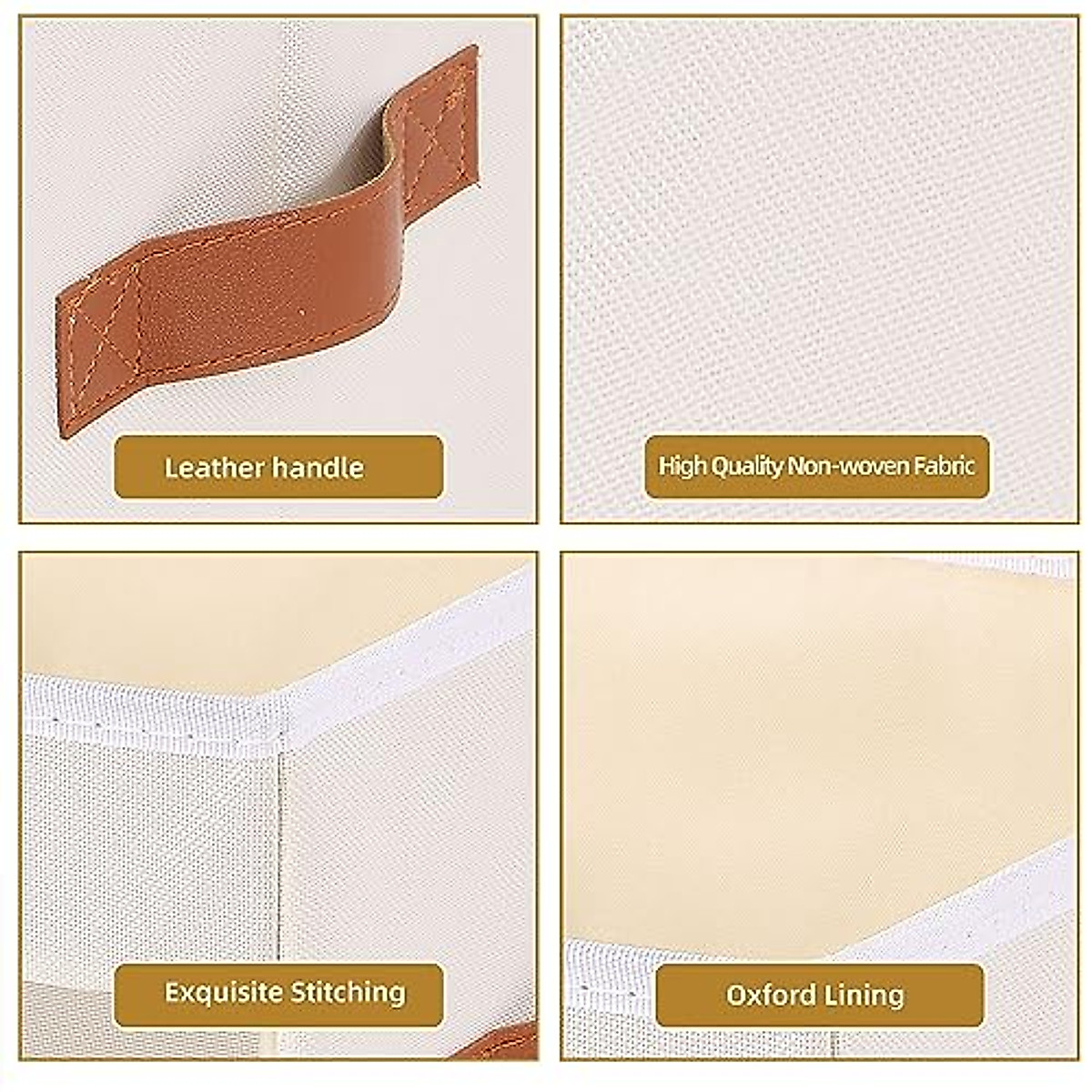 YheenLf Foldable Closet Storage Bins 3-Pack,Fabric Box with Transparent Windows and Handles,Storage Baskets Used for Organizing Clothes( Beige,12.6x12.6x9in)