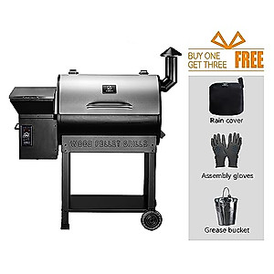 Z GRILLS Wood Pellet Smoker Grill, 8 in 1 BBQ Grill with Auto Temperature Control, 697 sq in Cooking Area for Backyard, Patio and Outdoor Cooking, 7002E, Sliver