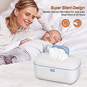 Wipe Warmer,Baby Wipe Warmer - Wet Wipe Warmer Baby is Super Fast Top Heating System with Constant Temperature, LED Display Shows Precise Temperature（White Blue）