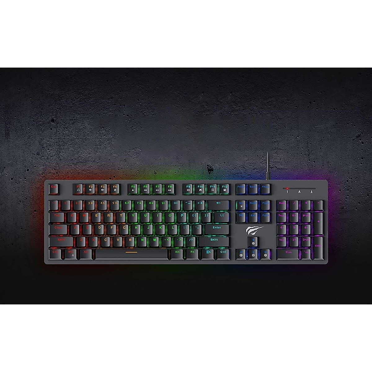 HAVIT KB858L 104 Keys Wired Gaming Keyboard with LED Rainbow Backlit Black