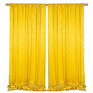 SHERWAY 2 Panels 4.8 Feet x 10 Feet Gold Thick Satin Backdrop Drapes, Non-Transparent Soft Window Curtains for Wedding Party Ceremony Stage Décor