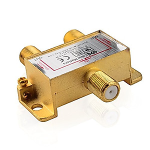 Cable Matters 2-Pack Bi-Directional 2.4 Ghz 2 Way Coaxial Cable Splitter for STB TV, Antenna and MoCA Network - All Port Power Passing - Gold Plated and Corrosion Resistant