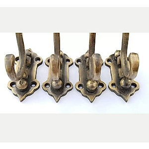 4 Old Style Solid Brass Double Wall Mount 180 Degree Swivel Coat Hat Towel Hooks #C24