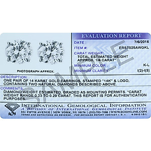 1/4 Carat TW Certified Round Diamond Solitaire Stud Earrings in 14K White Gold