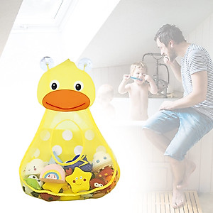 WMLBK Duck and Frog Hanging Storage Bag-2PCS Bath Toy Tidy Storage-Net Suction Cup Bag-Mesh Shower Bathroom Organizer