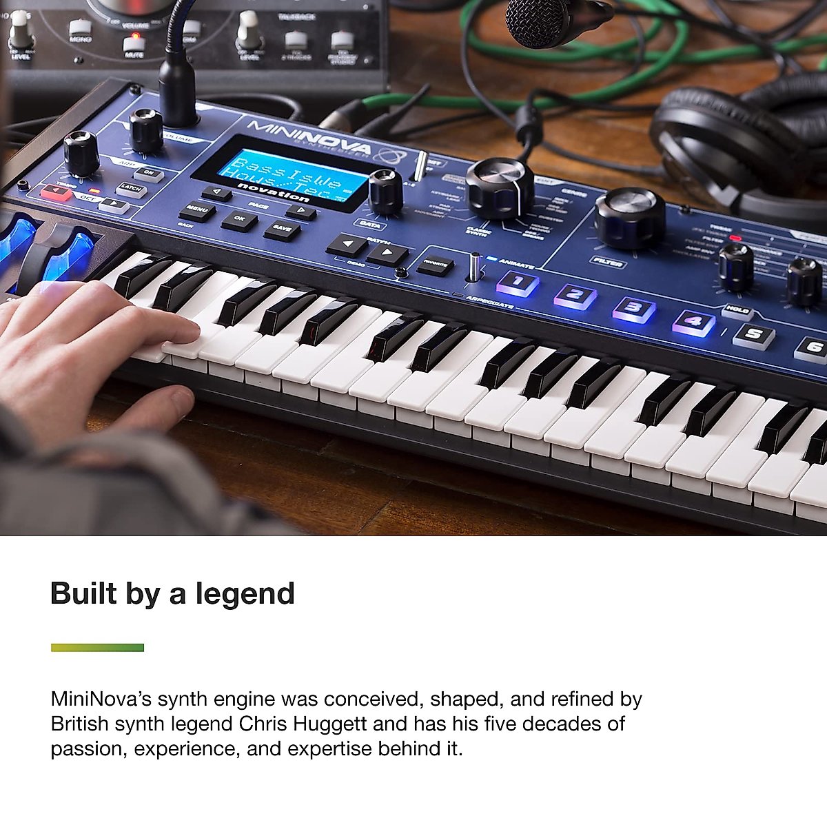 Novation MiniNova Analogue Modelling Compact 37 Mini-key Synth – Tough, compact, powerful mini-synth with pitch-correcting effect vocoder, 256 onboard sounds and five effects per voice layering Blue