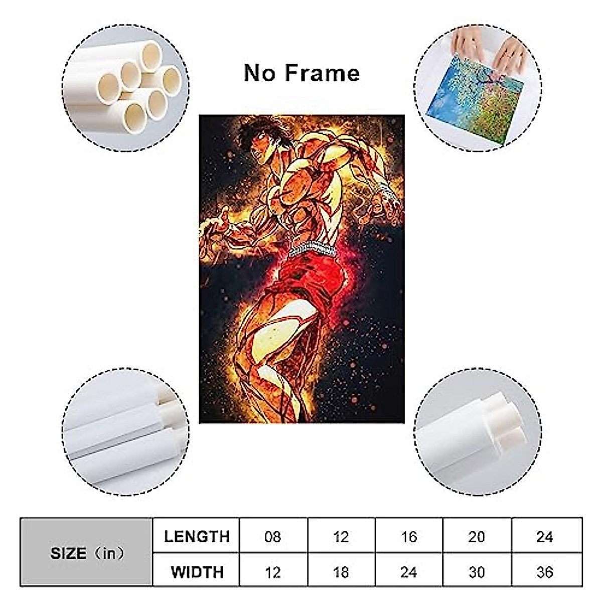 Baki Hanma Poster Baki The Grappler Painting On Canvas Wall Art Poster Scroll Picture Print Living Room Walls Decor Home Posters 12x18inch(30x45cm)