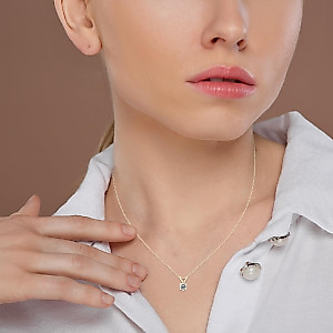 SZUL 1/3 Carat Diamond Solitaire Pendant in 14K Yellow Gold