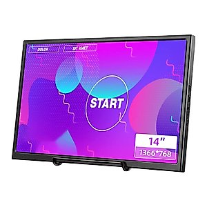 Bnztruk 14 inch Portable Monitor HDMI Small External Monitor with Dual HDMI Interface for Raspberry pi PS4 Laptop PC Computer Microsoft Win OS,1366x768,16:9 Color Display Screen