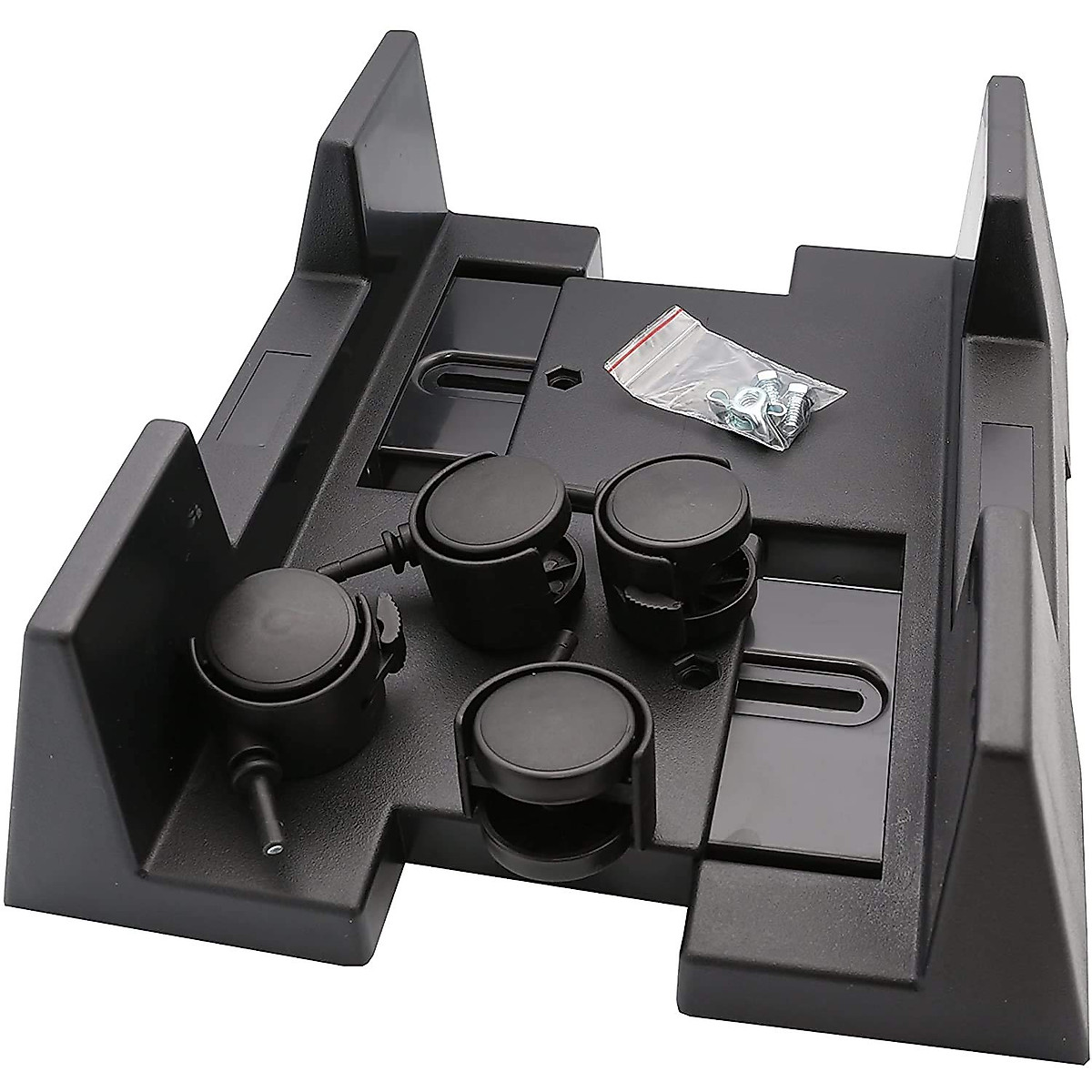 CPU Stand Mobile Desktop Tower Computer Floor Stand Rolling Caster Wheels Adjustable Width Universal PC Computer Holder Cart with 4 Caster Wheels (Black-B)