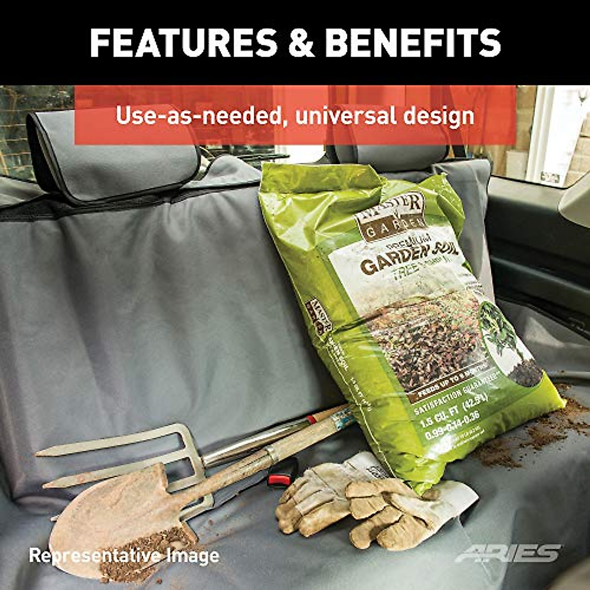 ARIES 3146-18 Seat Defender 58-Inch x 55-Inch Brown Waterproof Universal Bench Car Seat Cover Protector