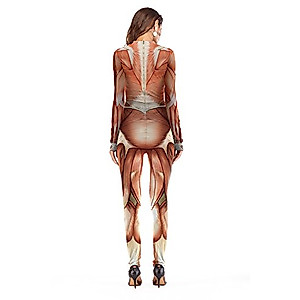 ALBIZIA Women's Muscle Printed Hallowmas Costume Jumpsuit Romper Style-3 L/XL