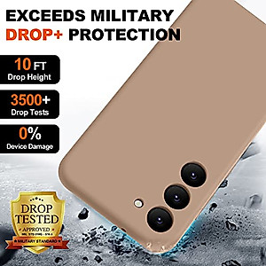 TISOOG Compatible with Galaxy S23 Case 6.1 inch-Silicone Full Cover Shockproof Protective Case with Soft Microfiber Lining Support Wireless Charging Phone Case for S23,Light Brown