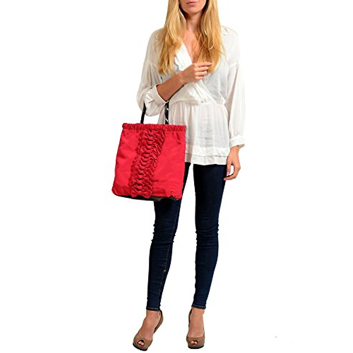 Red Valentino Women's True Red Bows Decorated Tote Shoulder Bag