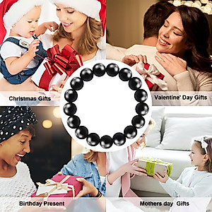 Hicarer 2 Pieces Shungite Bracelet Black Shungite Beads Crystal Stretchy Stones Bracelets Energy Jewelry Powerful Defender Spiritual Healing Chakra Balance for Men Women(12 mm)