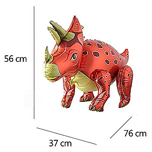 Self standing Dinosaur Tyrannosaurus Animal Balloons for Birthday Party Baby Shower Decoration Kit Inflatable Party Supplies Decorations Gift Kids and Adults (3D Triceratops Blue)