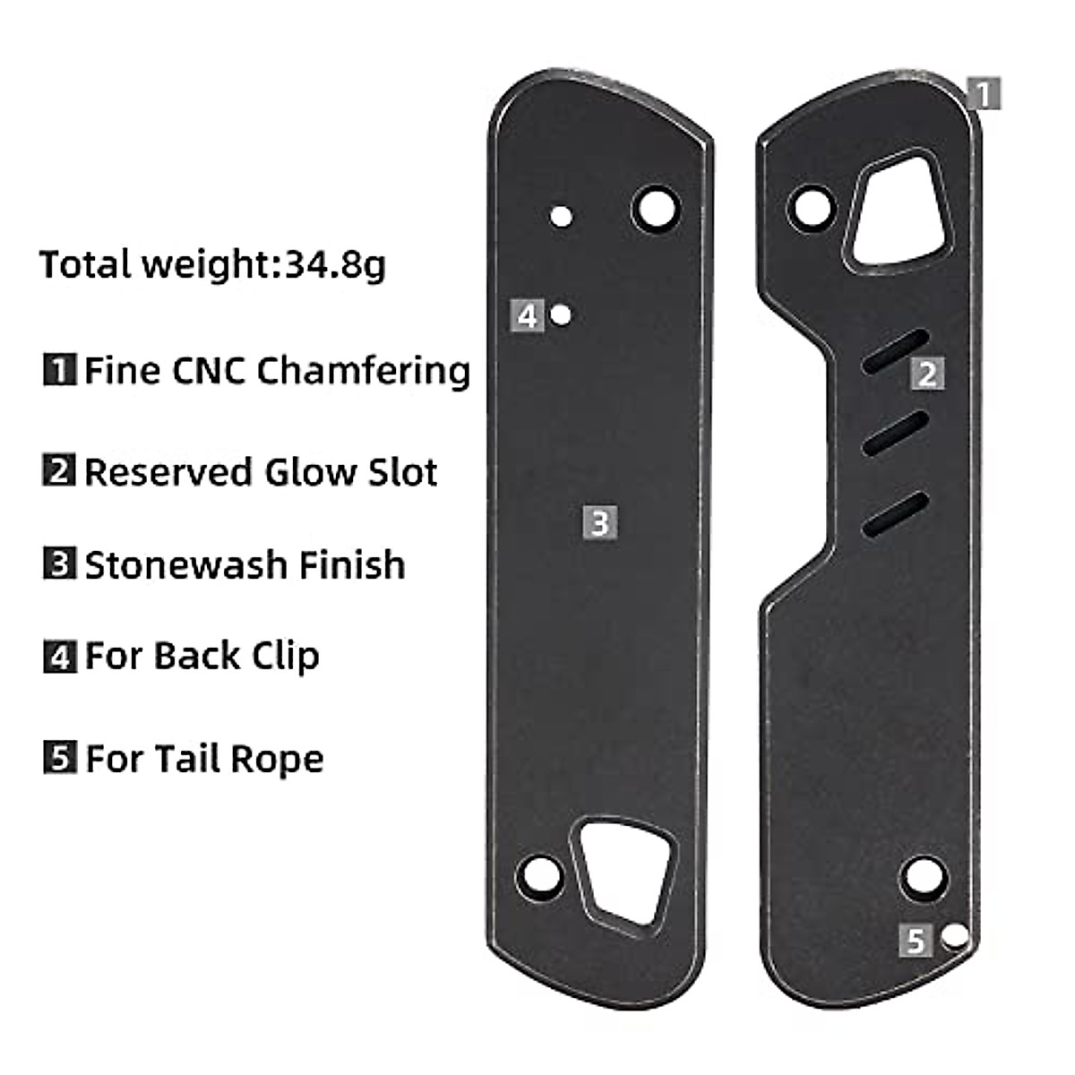 HorixGear 1 Pair Handle Patch Custom Titanium Scales for T4 Multitool (Titanium black)