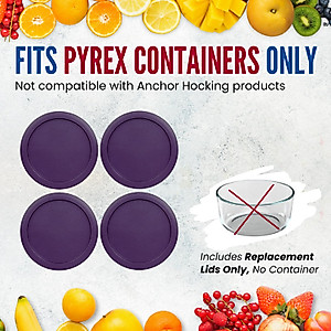 Replacement Lid for Pyrex 6" Storage Plastic Cover 4 Cup Bowl 7201-PC Purple (4-Pack)