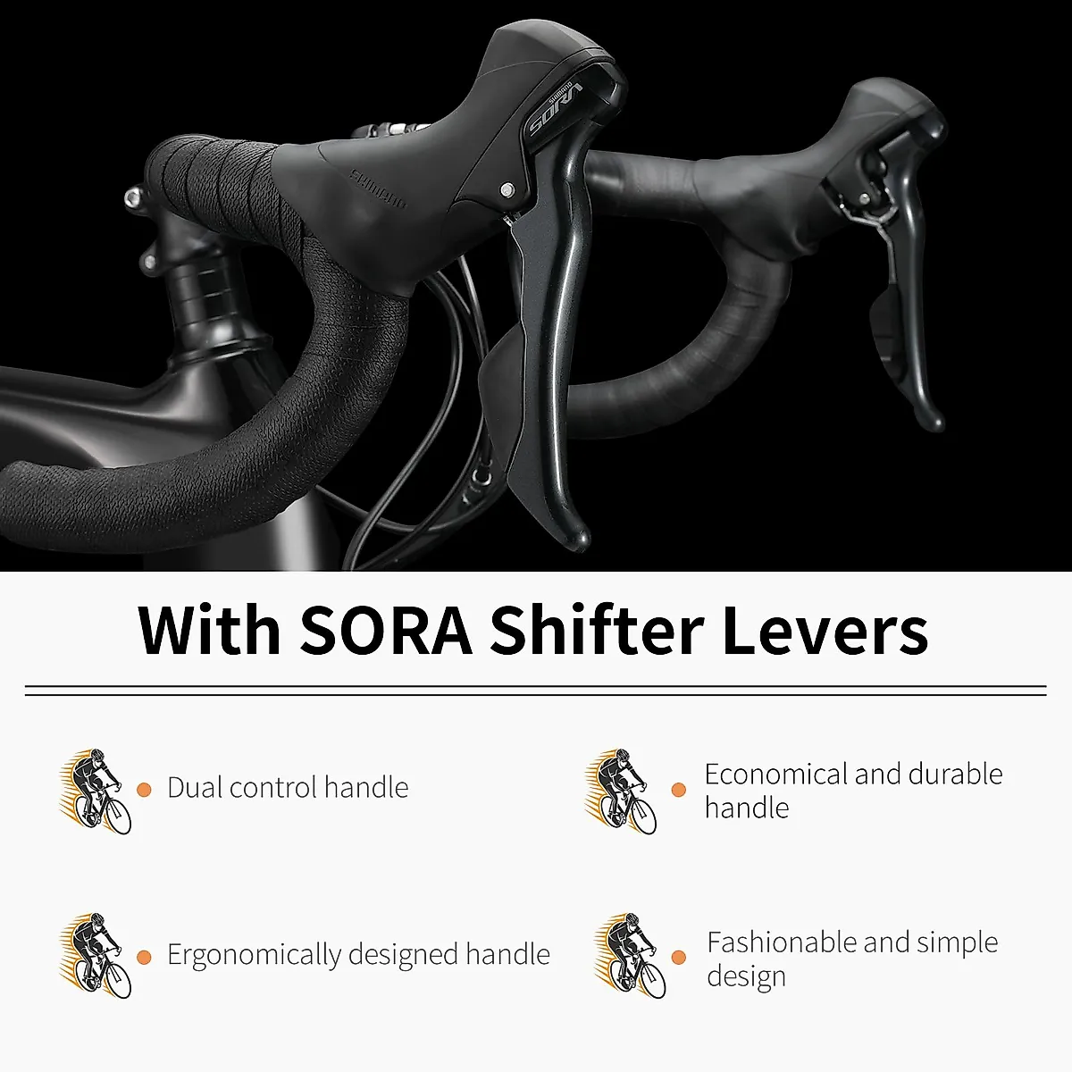 SAVADECK Carbon Road Bike with Shimano SORA R3000 18 Speed Derailleur System,Racing Bicycle with Carbon Fiber Frame Carbon Fork and Double V Brake for Adult.(White 56cm)