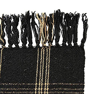 Creative Co-Op Plaid Black & Tan Fringed Woven Cotton Blend Throw 60 inch x50