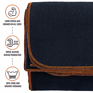 Arcturus Military Wool Blanket - Warm, Thick, Washable - Great for Outdoors, Camping, Stadium Blanket, Picnics, Travel - Car & Bushcraft Survival Kits, Large 64" x 88" 4.5 lb