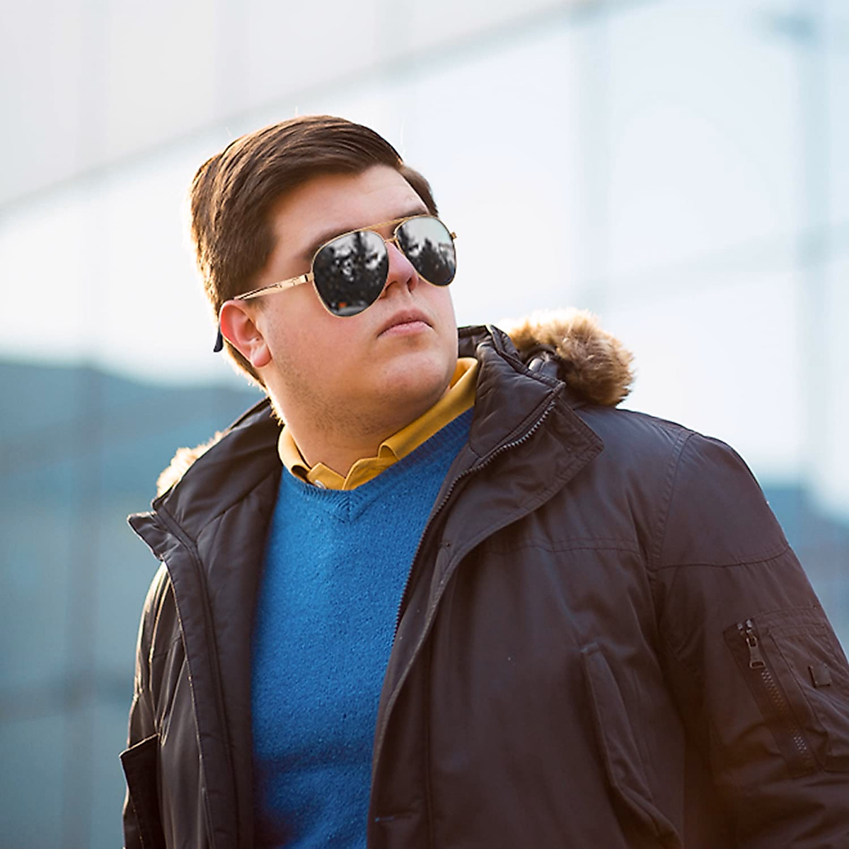 RCXKOOM Big XL Wide Frame Extra Large Polarized Aviator Sunglasses for Big Heads Men Oversized Military Pilot Glasses