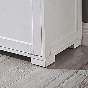 OLD CAPTAIN Double Tilt Out Trash Cabinet, Wooden Kitchen Garbage Can Free Standing Holder (White)