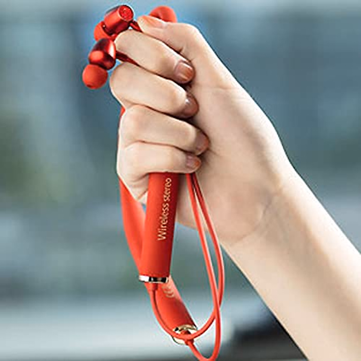 Bluetooth Headphones Wireless Earbuds Neckband with mic Noise Cancelling Wireless Headset 400 Hours Standby timefor Sports (Tomato red)