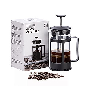 Entemah French Press Coffee Maker, Coffee Press with Heat Resistant Thickened Borosilicate Glass, 12oz(350ml)