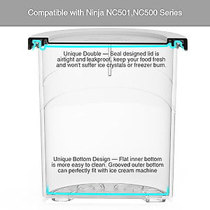 ARCOOLOR Containers Replacement for Ninja Creami Deluxe Pints and Silicone Lid, Compatible with NC500, NC501 Series Deluxe Ice Cream Maker with E-Cookbook, Airtight (Mix, 4 Pack)