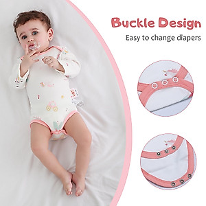 LAT 3 Pcs Baby Footie Pajamas，Infant Girls Boys One-Piece Footies Sleeper Newborn Cotton Sleepwear Outfits,zipper design（Blue Dinosaur，3-6 Months）